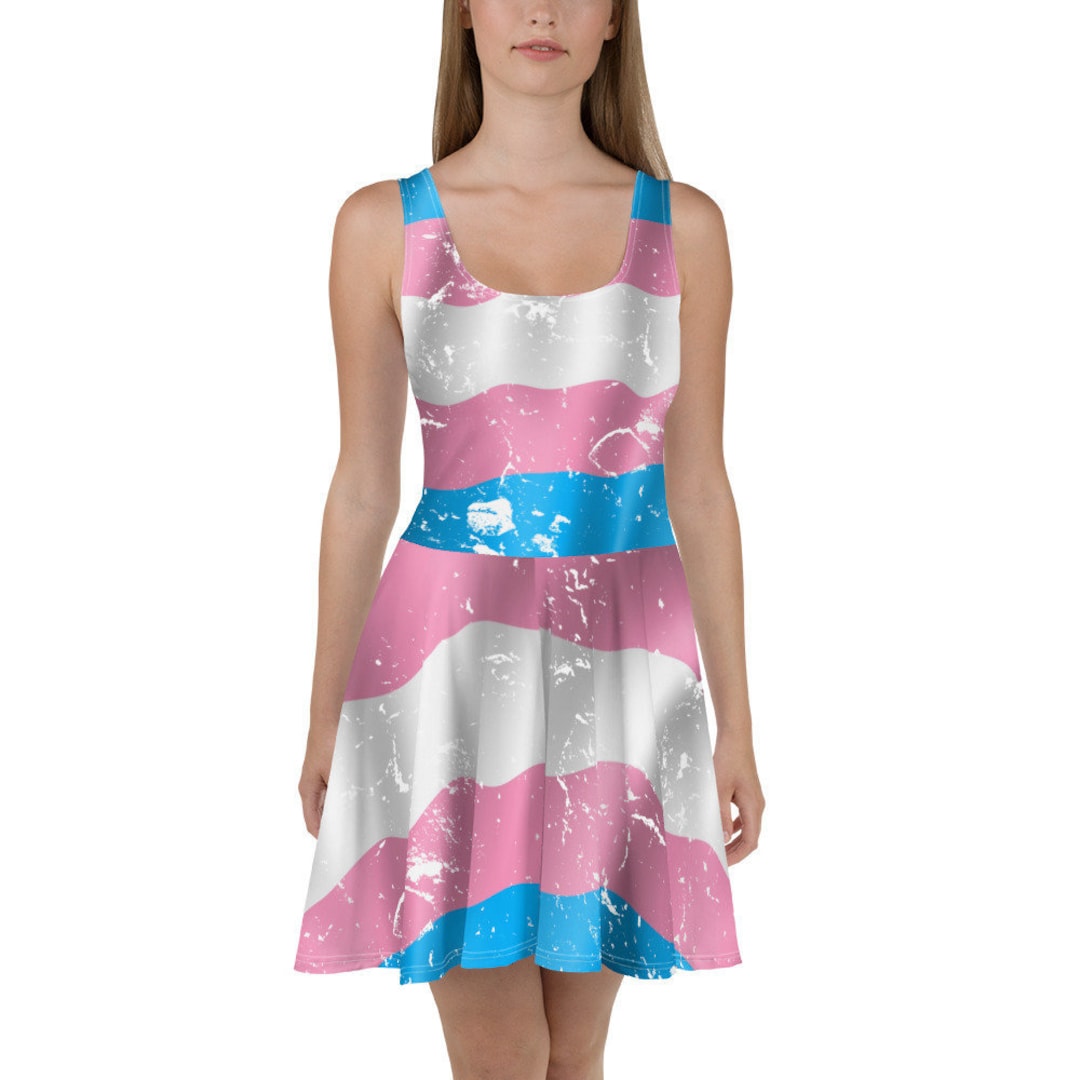Distressed Transgender Pride Flag Skater Dress - Trans is Beautiful ...