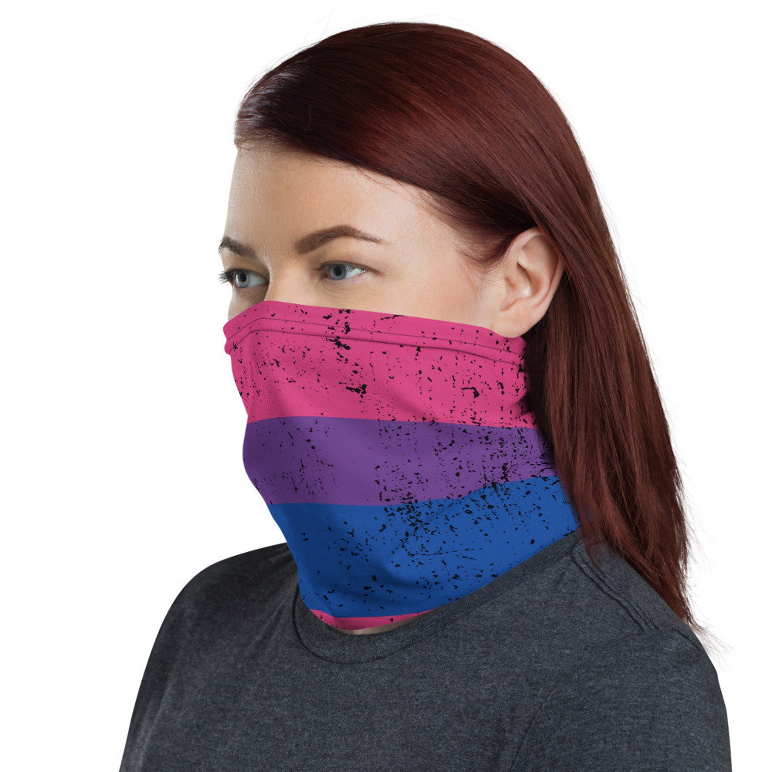 Distressed Bisexual Bandana Face Mask Bi Pride Flag Neck Gaiter Pink ...