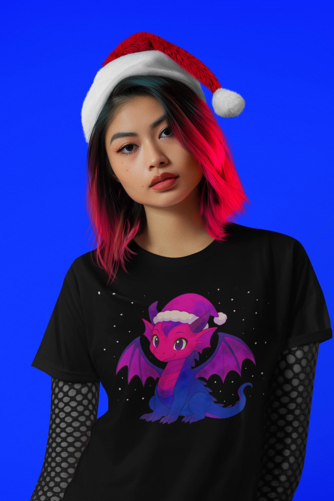 Anime Bisexual Christmas Santa Dragon Tshirt, Bi Pride Kawaii Chibi ...
