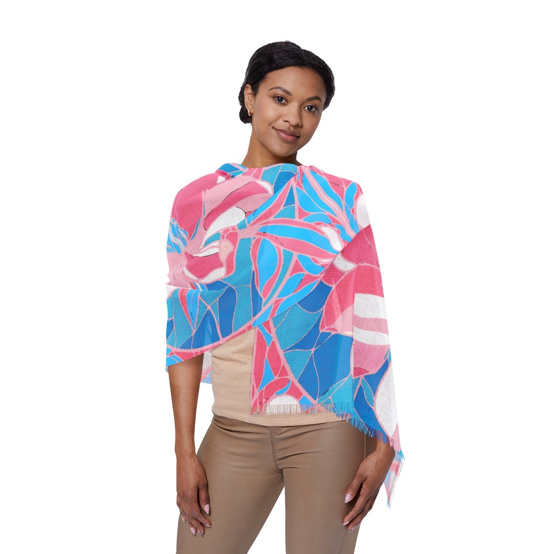 Transgender Flower Stained Glass Style Art Light Scarf, Trans Pride ...