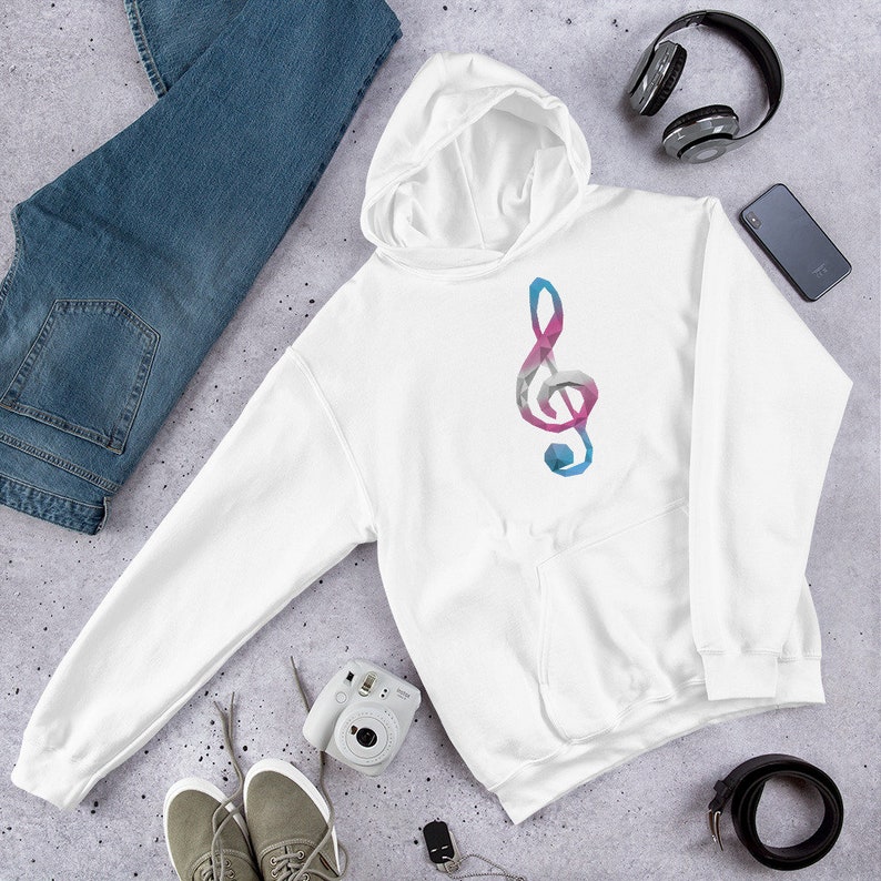 Transgender Treble Clef Hoodie - Trans Pride Flag Colors Polygonal ...