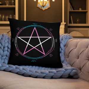 Transgender Pentacle Throw Pillow - Trans Pride Flag Pentagram Throw ...