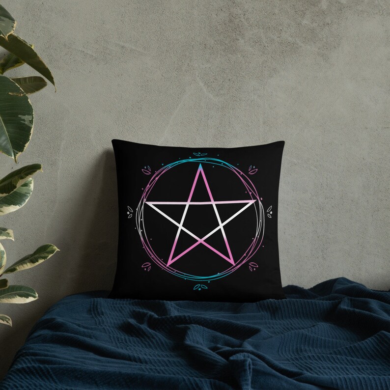 Transgender Pentacle Throw Pillow Trans Pride Flag Pentagram | Etsy