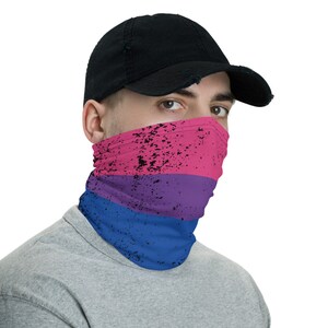 Distressed Bisexual Bandana Face Mask - Bi Pride Flag Neck Gaiter ...