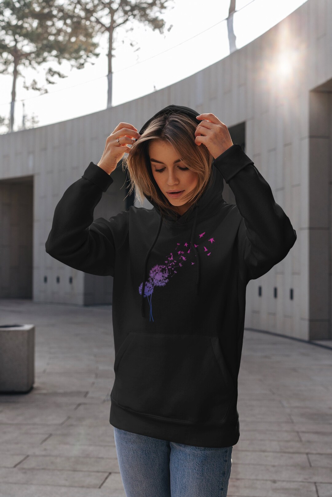 Bisexual Dandelion Hoodie - Bi Pride Flag Colors Boho Floral Dandelion ...