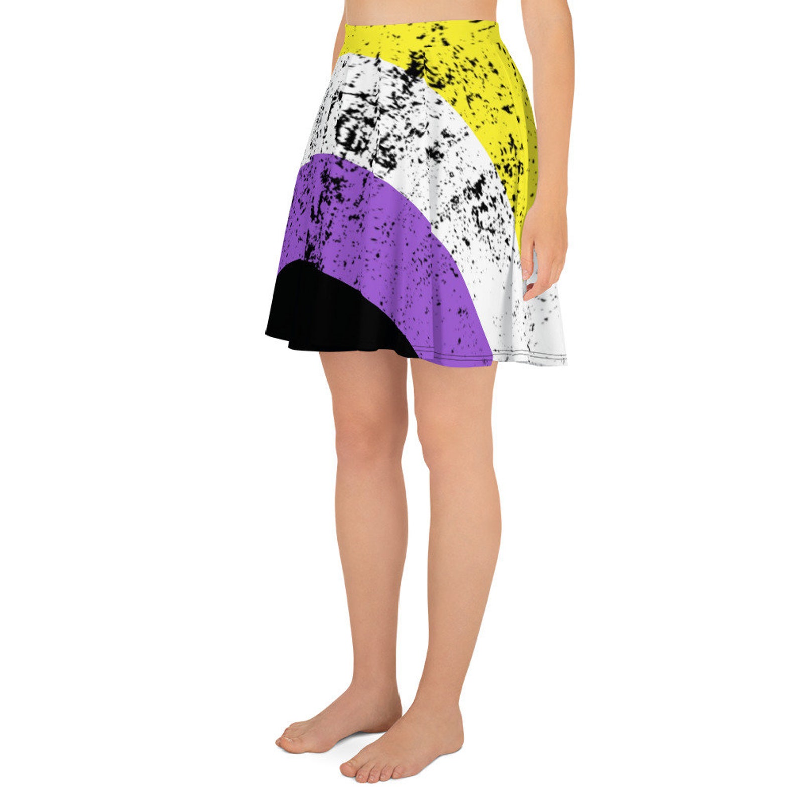 Distressed Nonbinary Skater Skirt NB Enby Pride Flag Skater - Etsy
