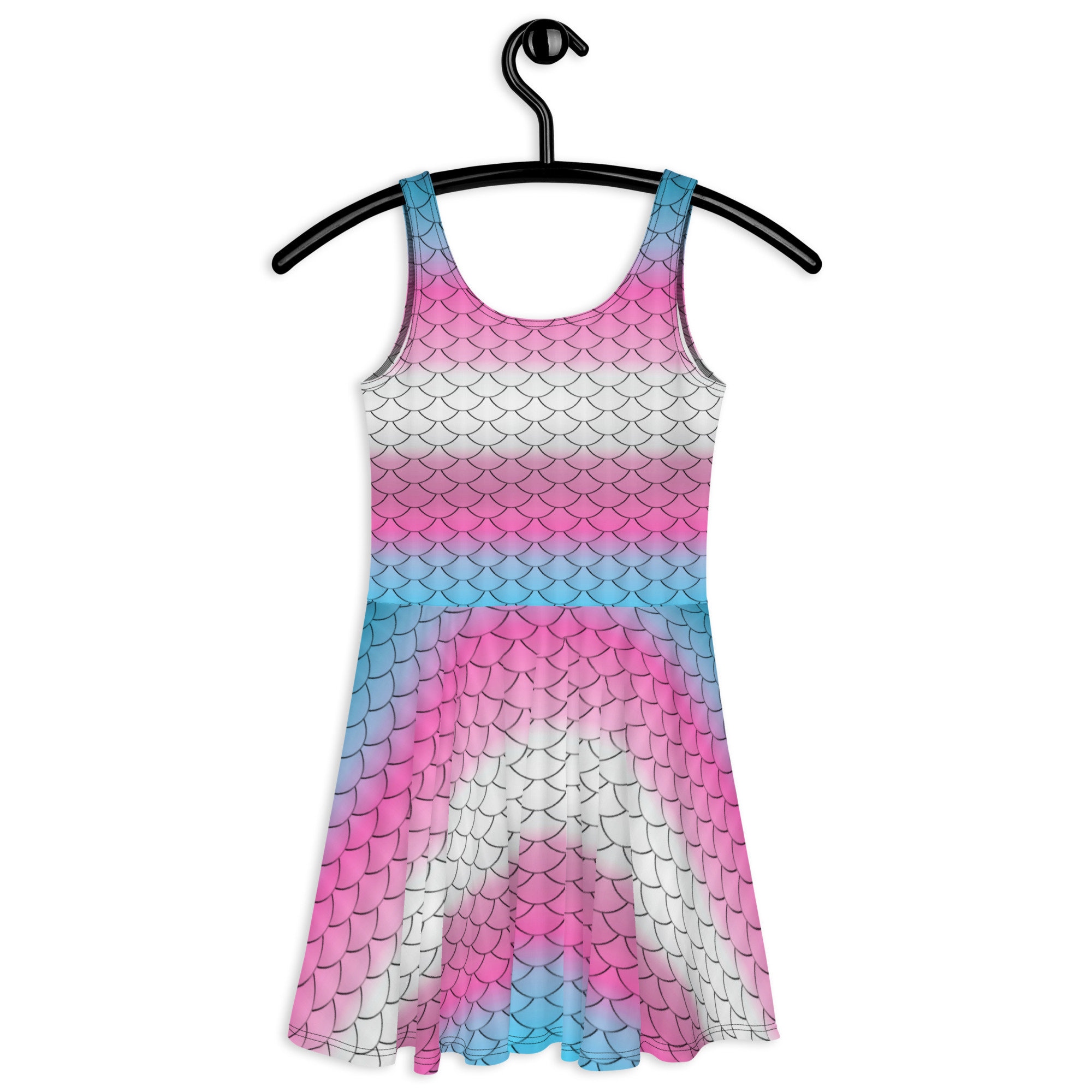 Transgender Mermaid Skater Dress - Trans Pride Flag Colors Mermaid ...