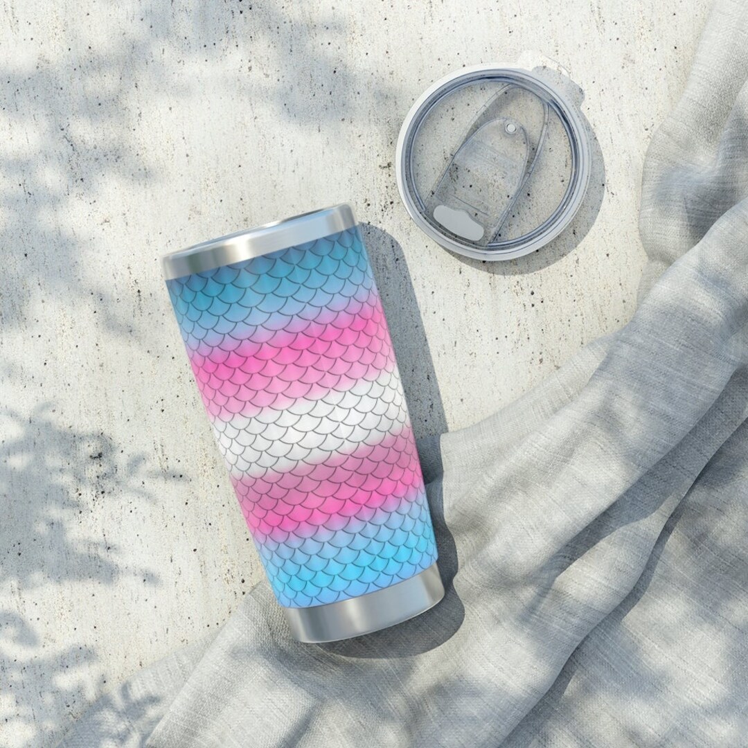 Transgender Mermaid Vagabond 20oz Tumbler Trans Pride Flag Colors Boho ...