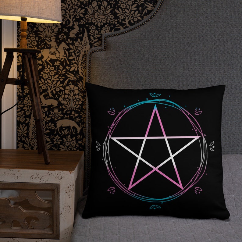 Transgender Pentacle Throw Pillow Trans Pride Flag Pentagram | Etsy