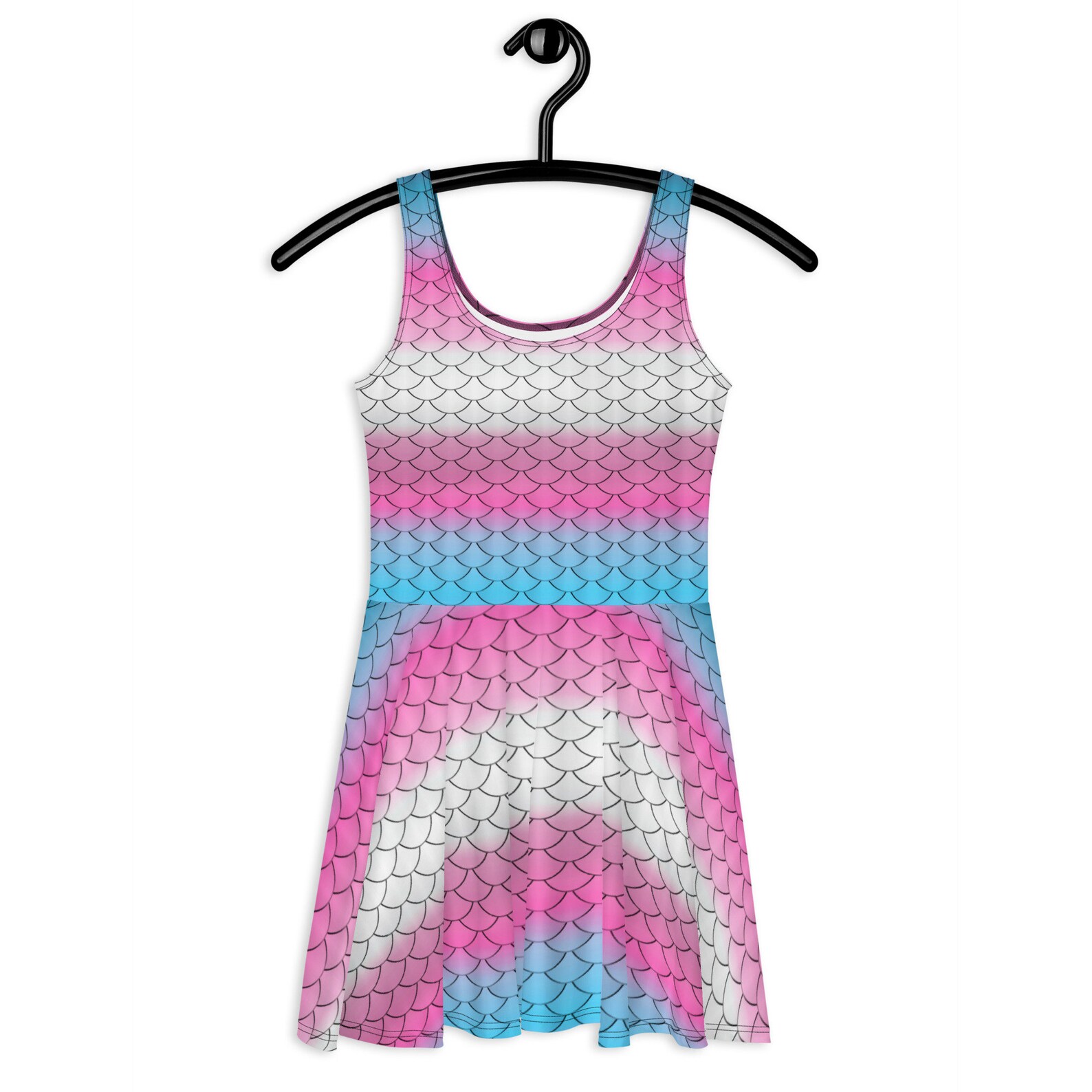 Transgender Mermaid Skater Dress - Trans Pride Flag Colors Mermaid ...