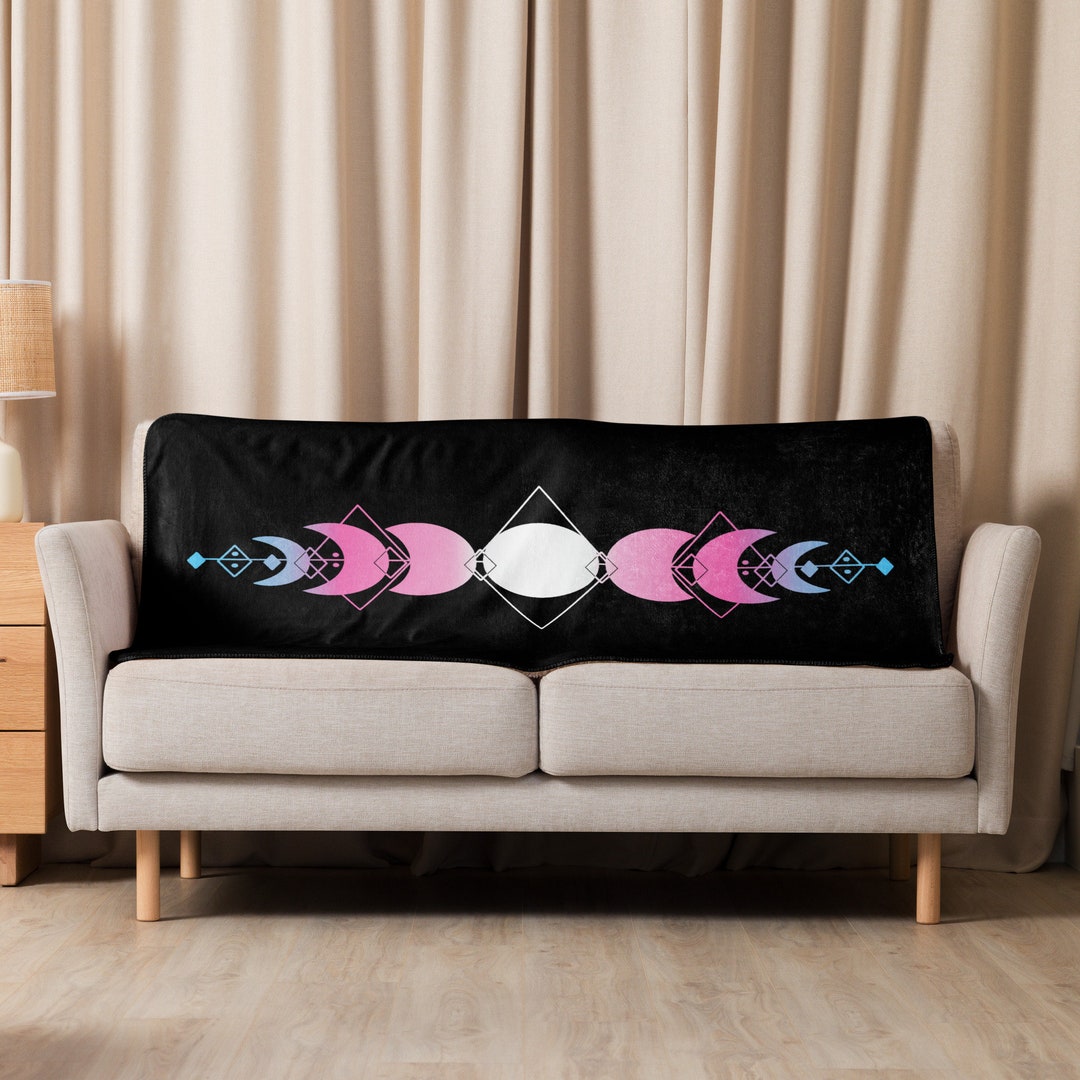 Transgender Moon Phases Sherpa Blanket, Trans Pride Flag Colors ...