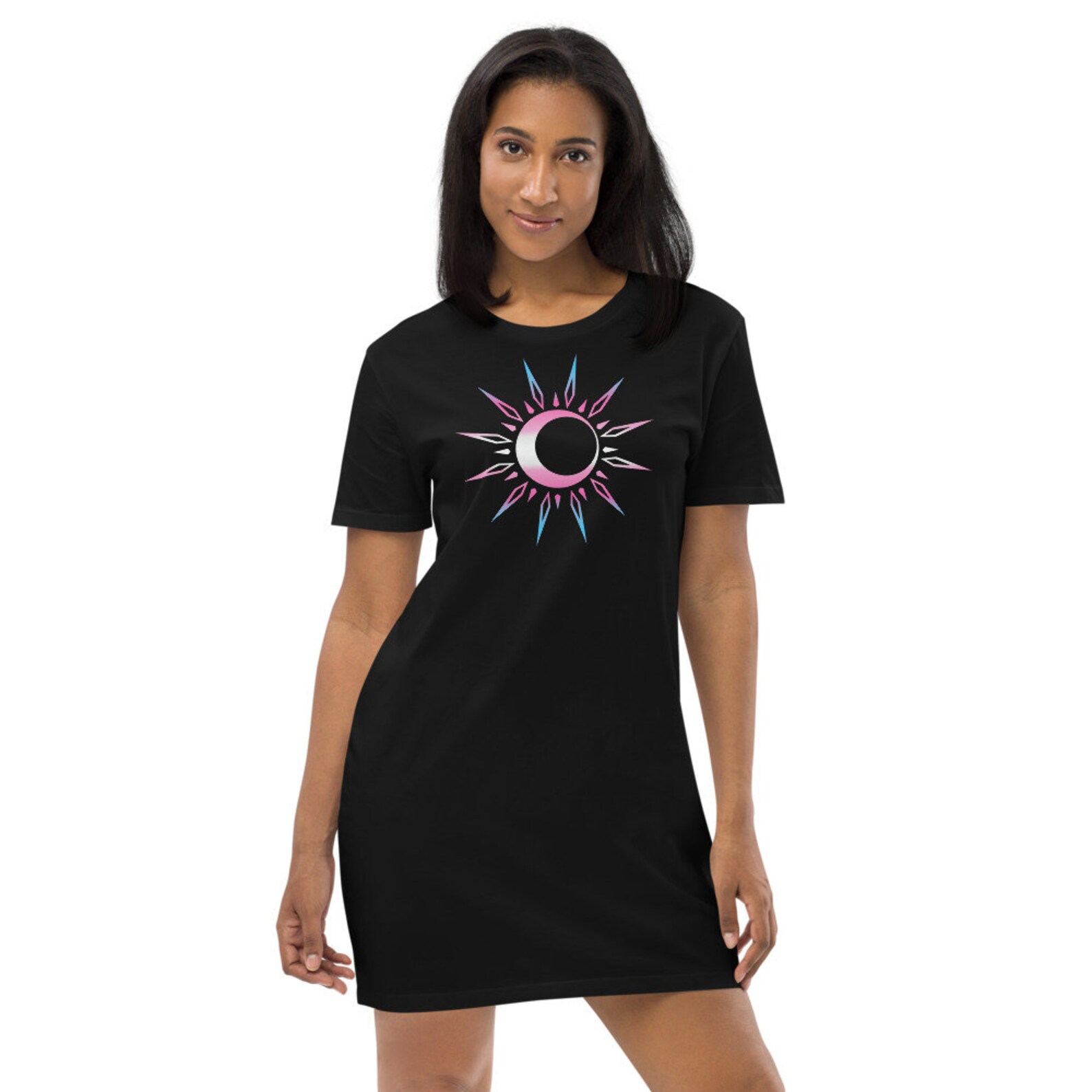 Transgender Celestial Sun Moon Organic Cotton T-shirt Dress - Trans ...