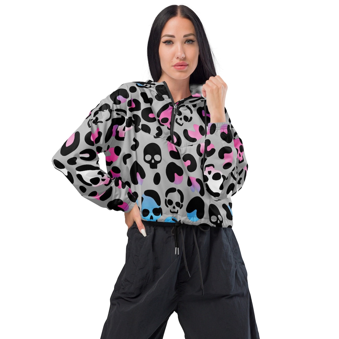 Transgender Skulls Women’s Cropped Windbreaker, Trans Pride Flag Colors ...