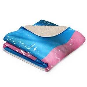 Distressed Transgender Flag Sherpa Blanket, Trans Pride Flag Colors ...