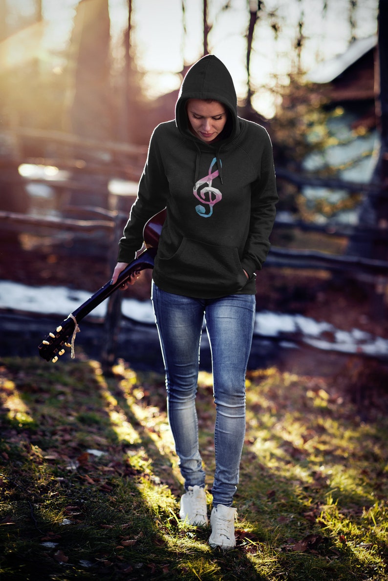 Transgender Treble Clef Hoodie - Trans Pride Flag Colors Polygonal ...