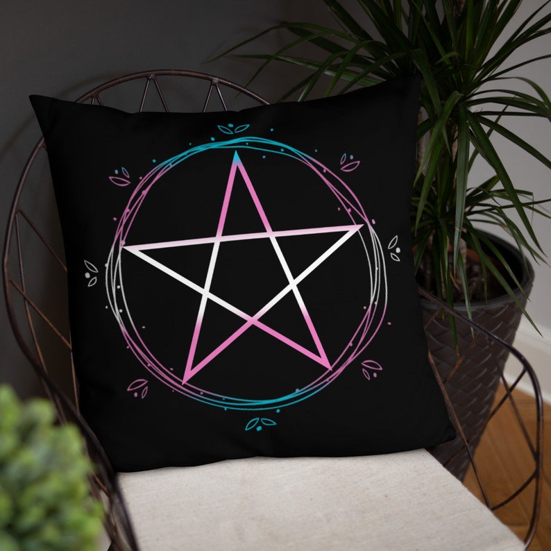 Transgender Pentacle Throw Pillow Trans Pride Flag Pentagram | Etsy