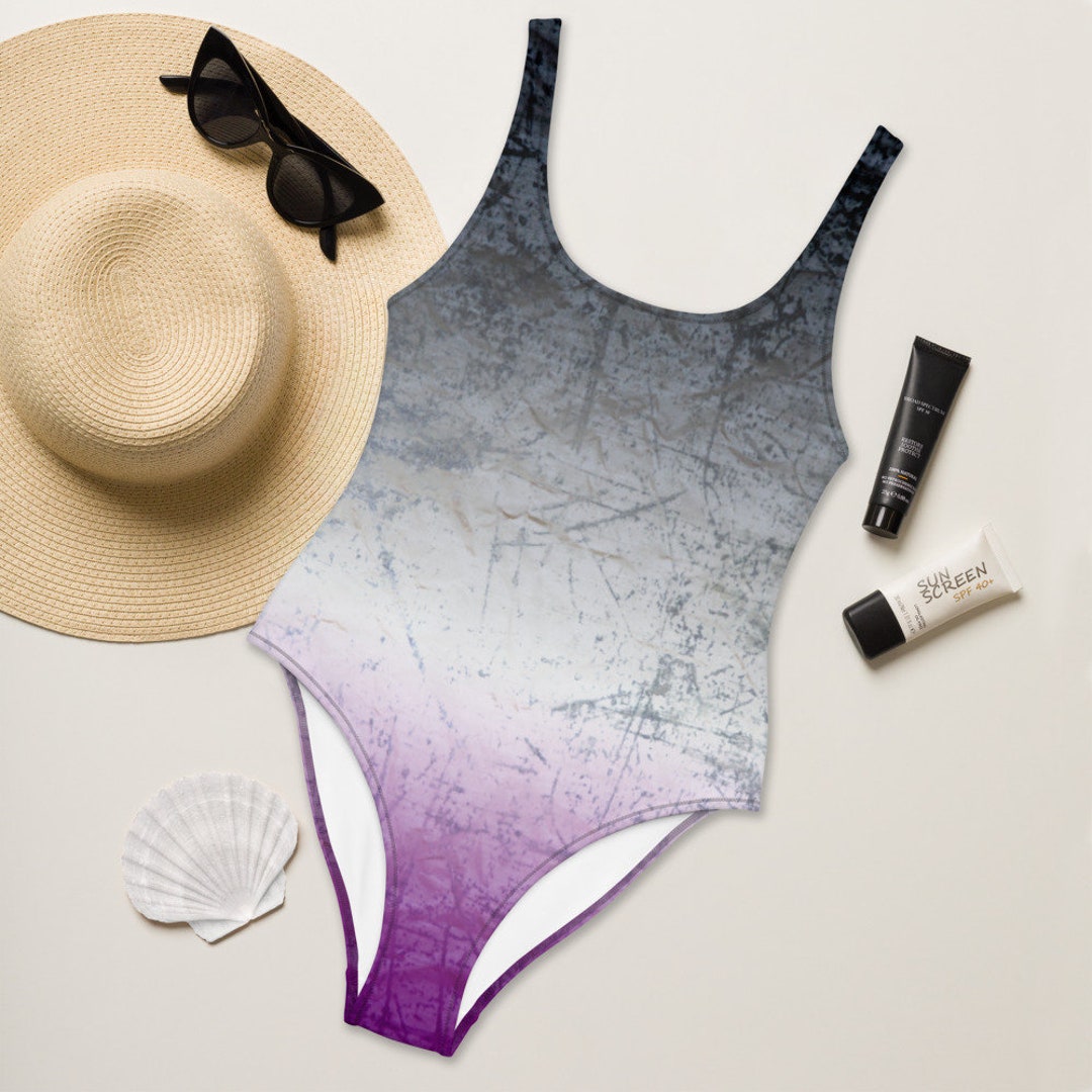 Distressed Asexual One-piece Swimsuit Ace Pride Flag Colors Bathing ...