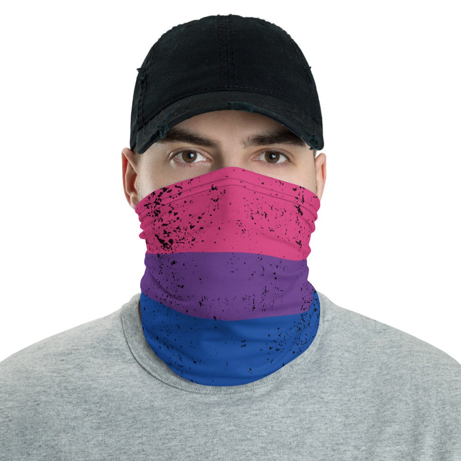 Distressed Bisexual Bandana Face Mask Bi Pride Flag Neck Gaiter Pink ...
