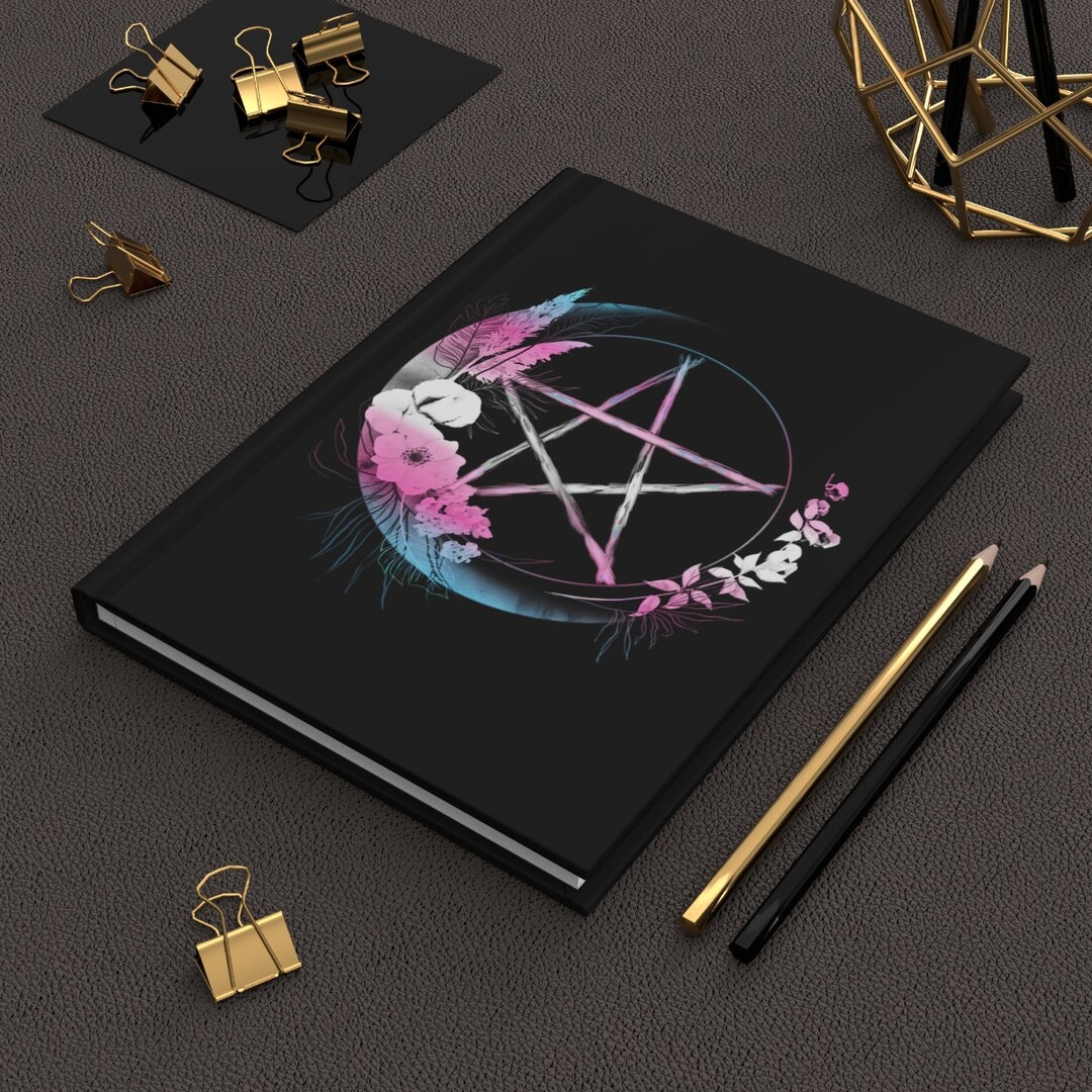 Transgender Pentacle Hardcover Journal Matte, Trans Pride Flag Colors ...