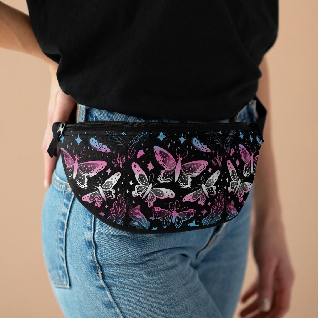 Transgender Butterflies Fanny Pack, Trans Pride Flag Colors Boho Floral ...