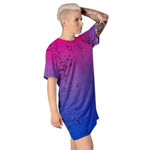 Distressed Bisexual Ladies Womens Plus Tshirt Dress - Bi Pride Flag ...