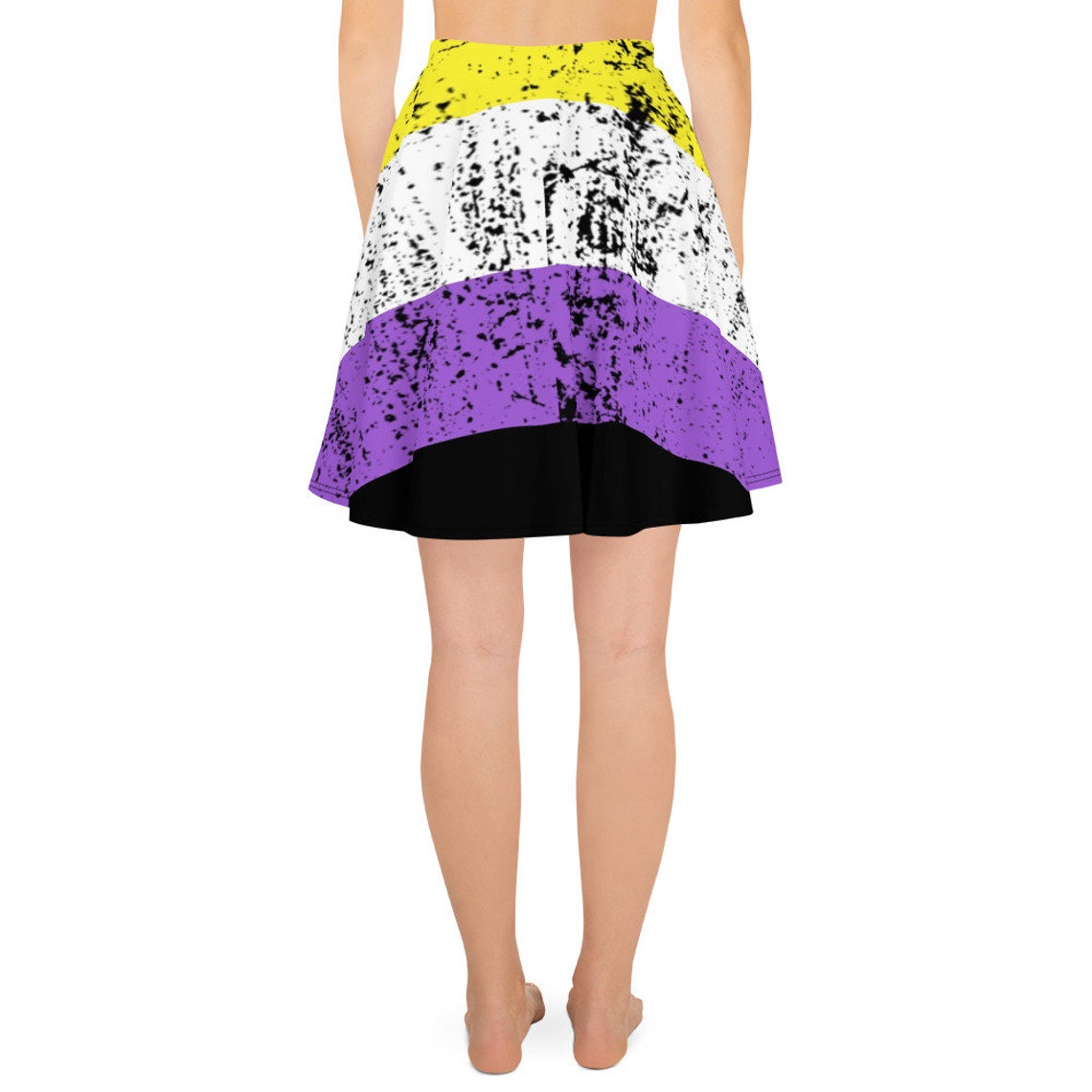 Distressed Nonbinary Skater Skirt NB Enby Pride Flag Skater - Etsy