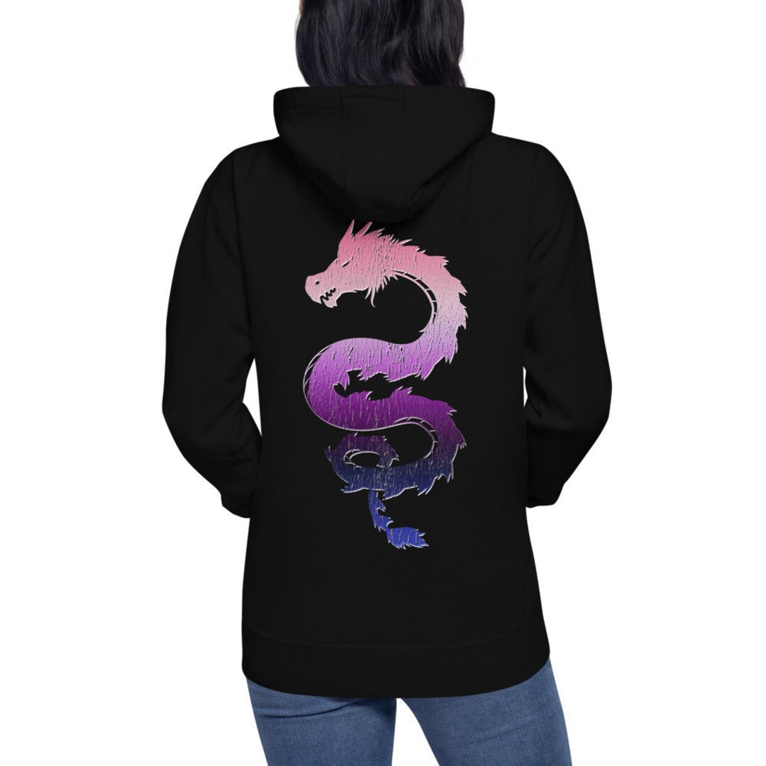 Distressed Genderfluid Japanese Dragon Hoodie - Genderqueer Unisex ...