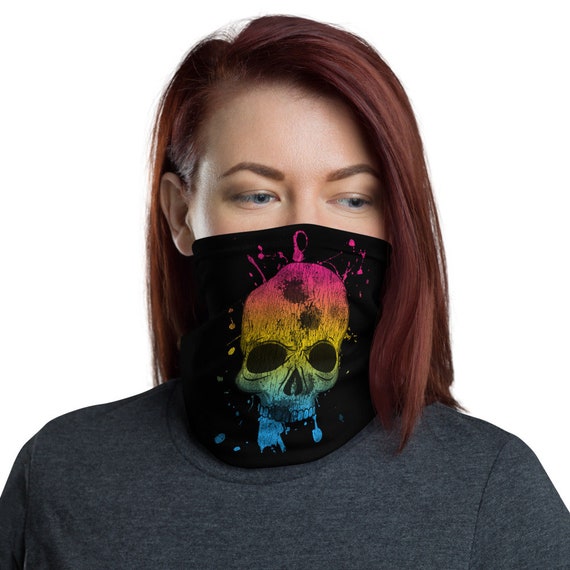 Distressed Pansexual Skull Bandana Face Mask Pan Pride | Etsy
