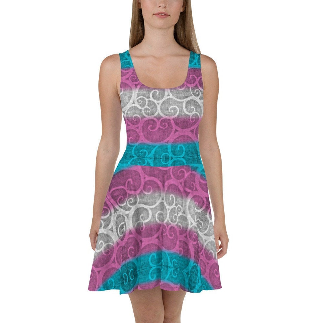 Distressed Transgender Skater Dress - Trans Pride Flag Colors Grunge ...