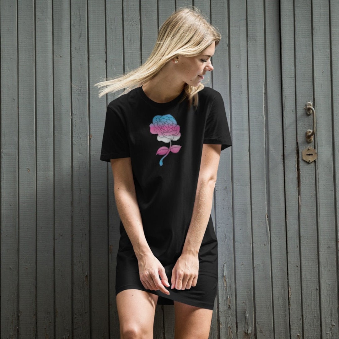 Transgender Vapor Wave Rose Organic Cotton T-shirt Dress - Trans Pride ...