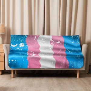 Distressed Transgender Flag Sherpa Blanket Trans Pride Flag - Etsy
