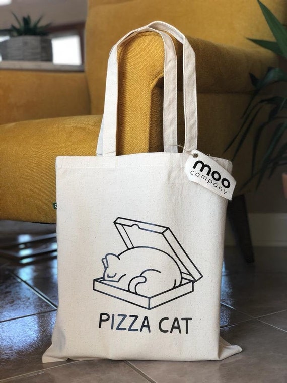 PIZZA CAT Bag Cat Tote Bag Cat Tote Cats Meow Bag Yummy | Etsy
