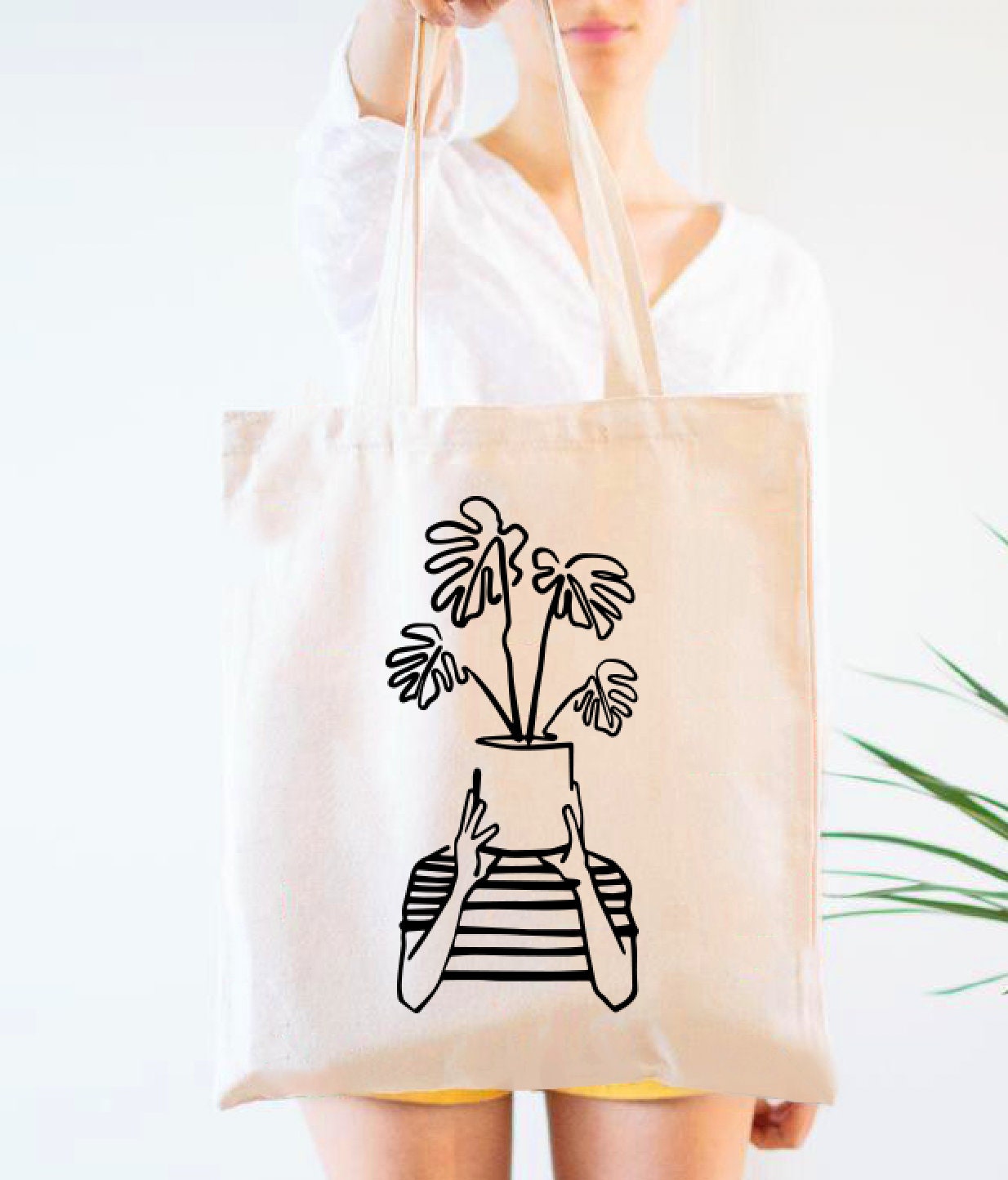 Girl Holding a Plant Pot Bag Flower Pot Bag Flower Bag | Etsy