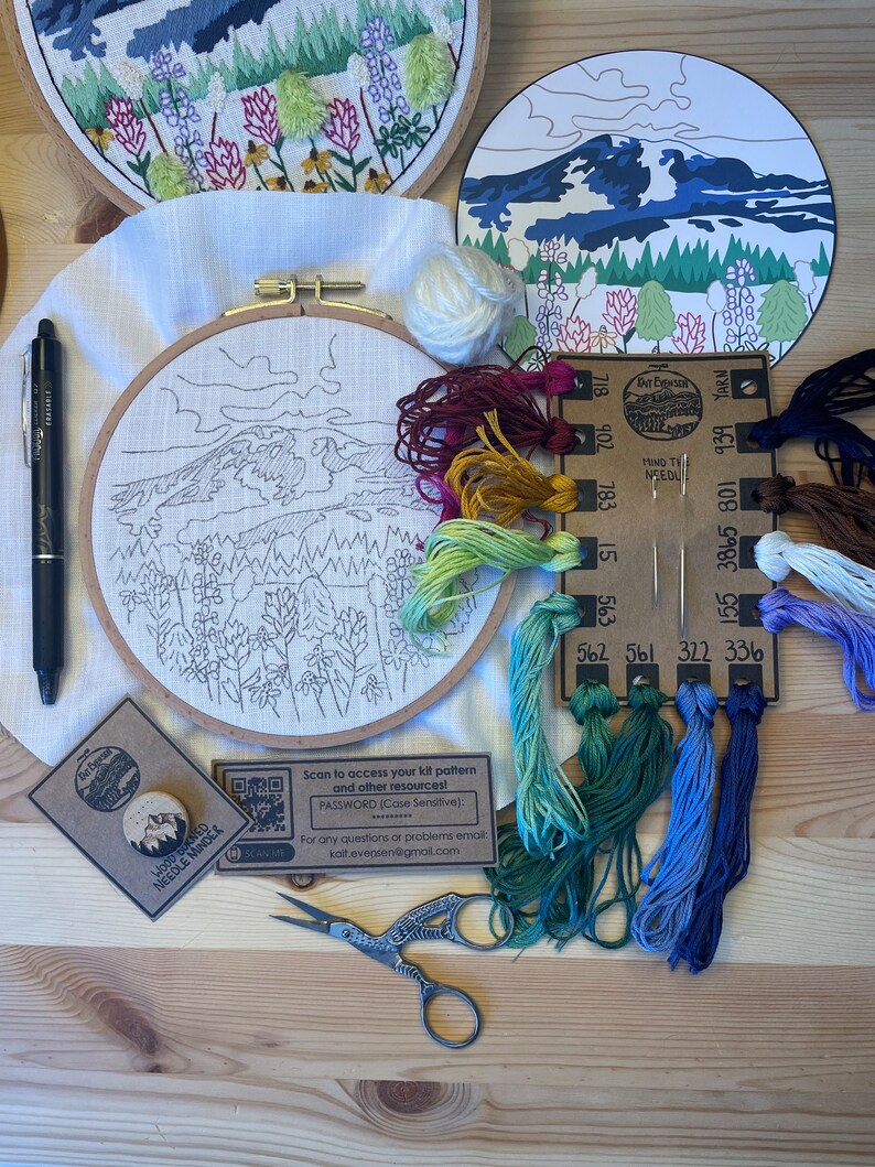 Intermediate Embroidery Kit Mount Rainier National Park Landscape ...