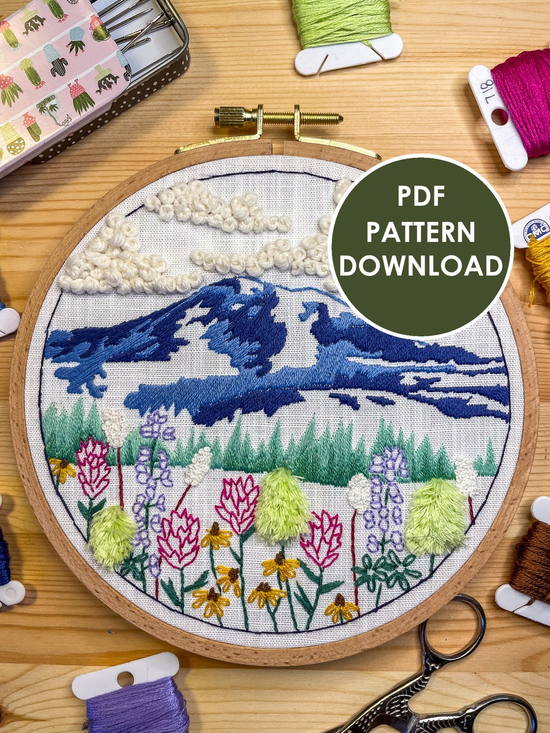 Intermediate PDF Embroidery Pattern | Mount Rainier National Park ...