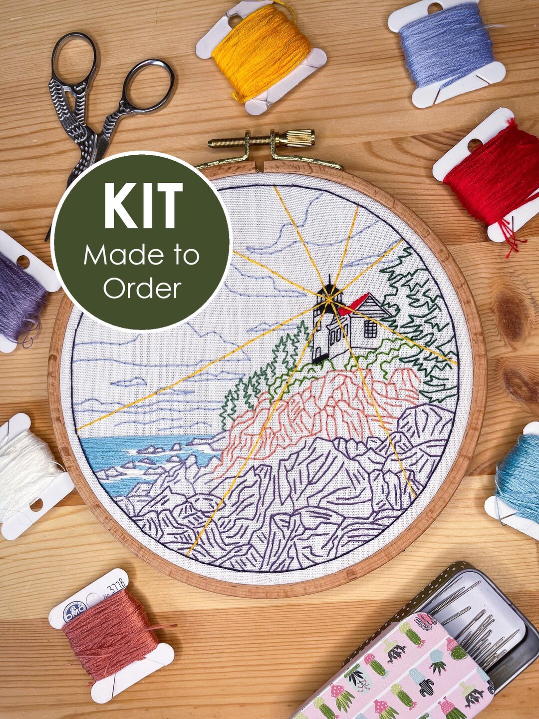 Beginner Embroidery Kit Acadia National Park Bass Harbor Head ...