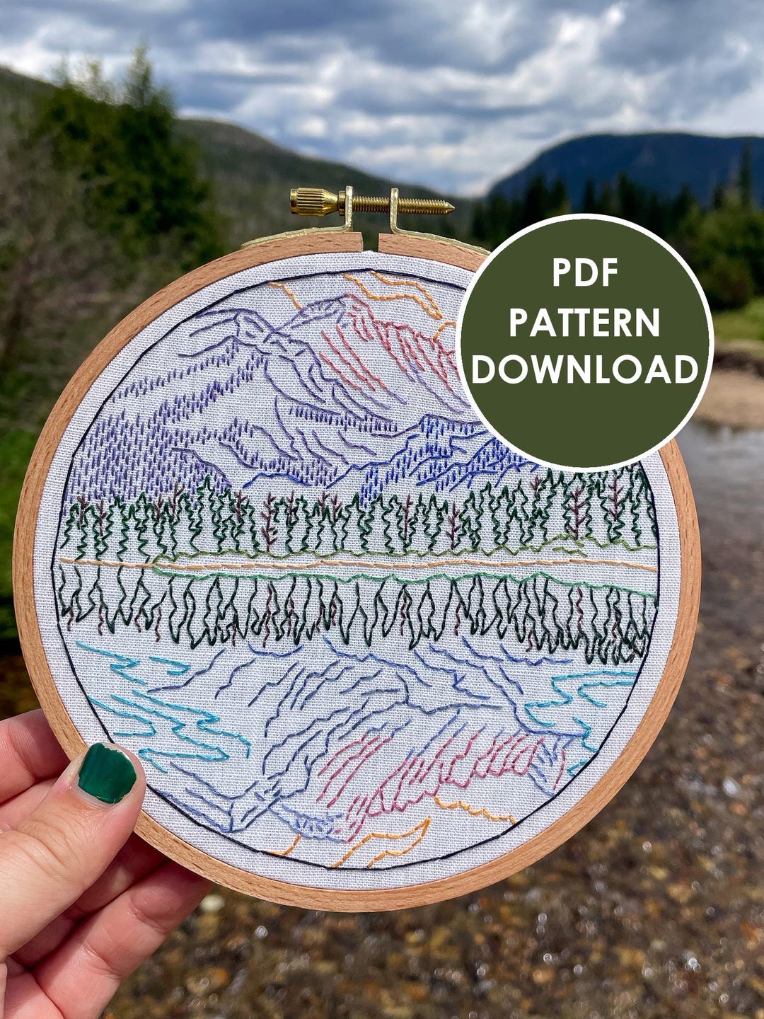 PDF Embroidery Pattern | Bear Lake | Rocky Mountain National Park | PDF ...