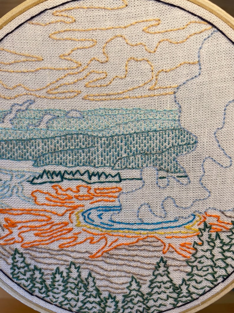 Beginner Embroidery Kit Yellowstone National Park Landscape Embroidery ...