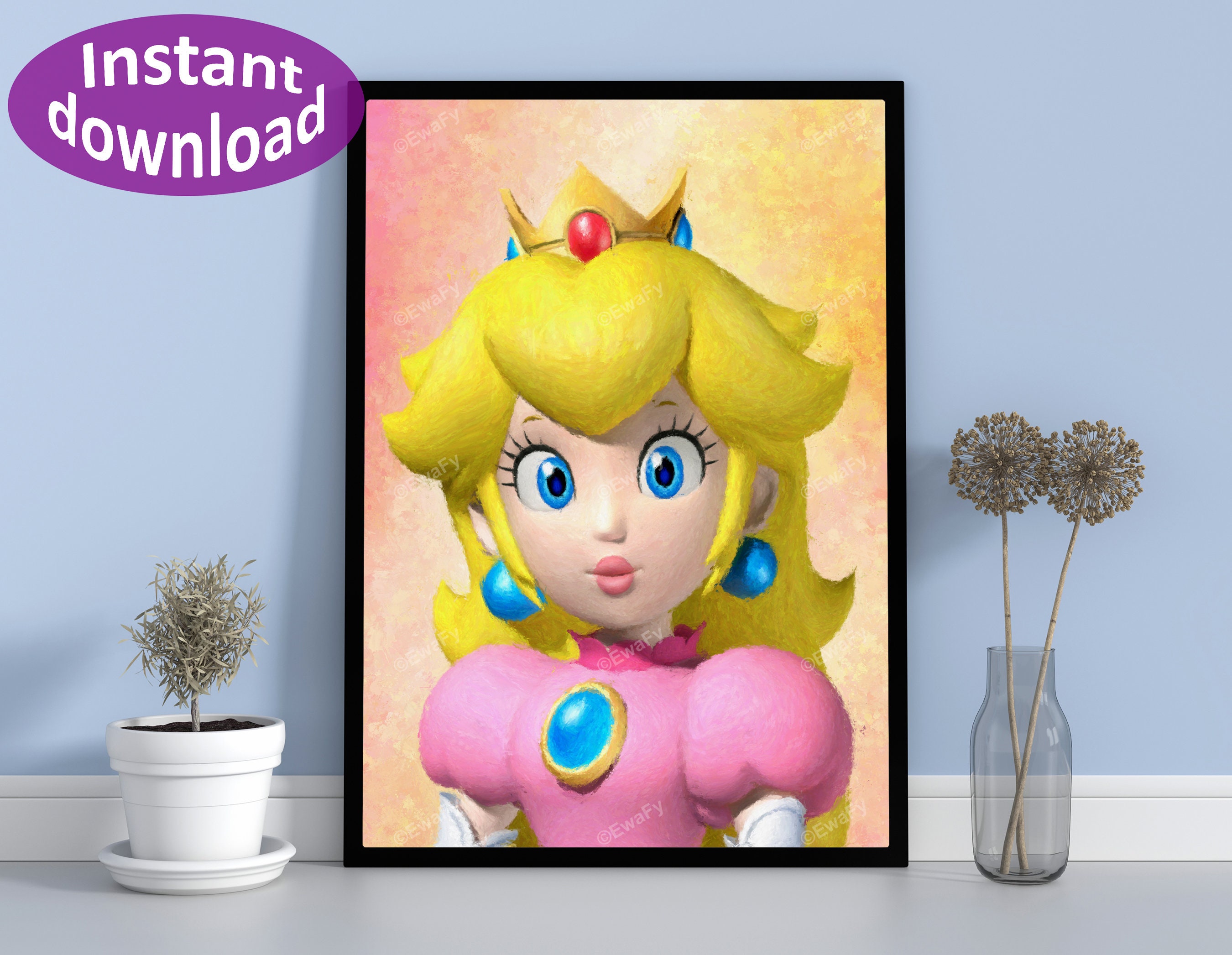 Princess peach poster mario download princess peach gift | Etsy