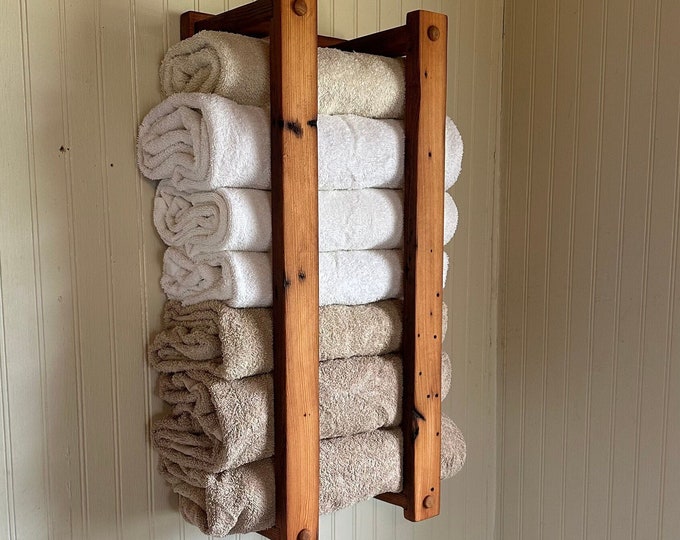 Wooden Towel Rack, Primitive Wooden Towel Rack, Reclaimed Wood Towel ...