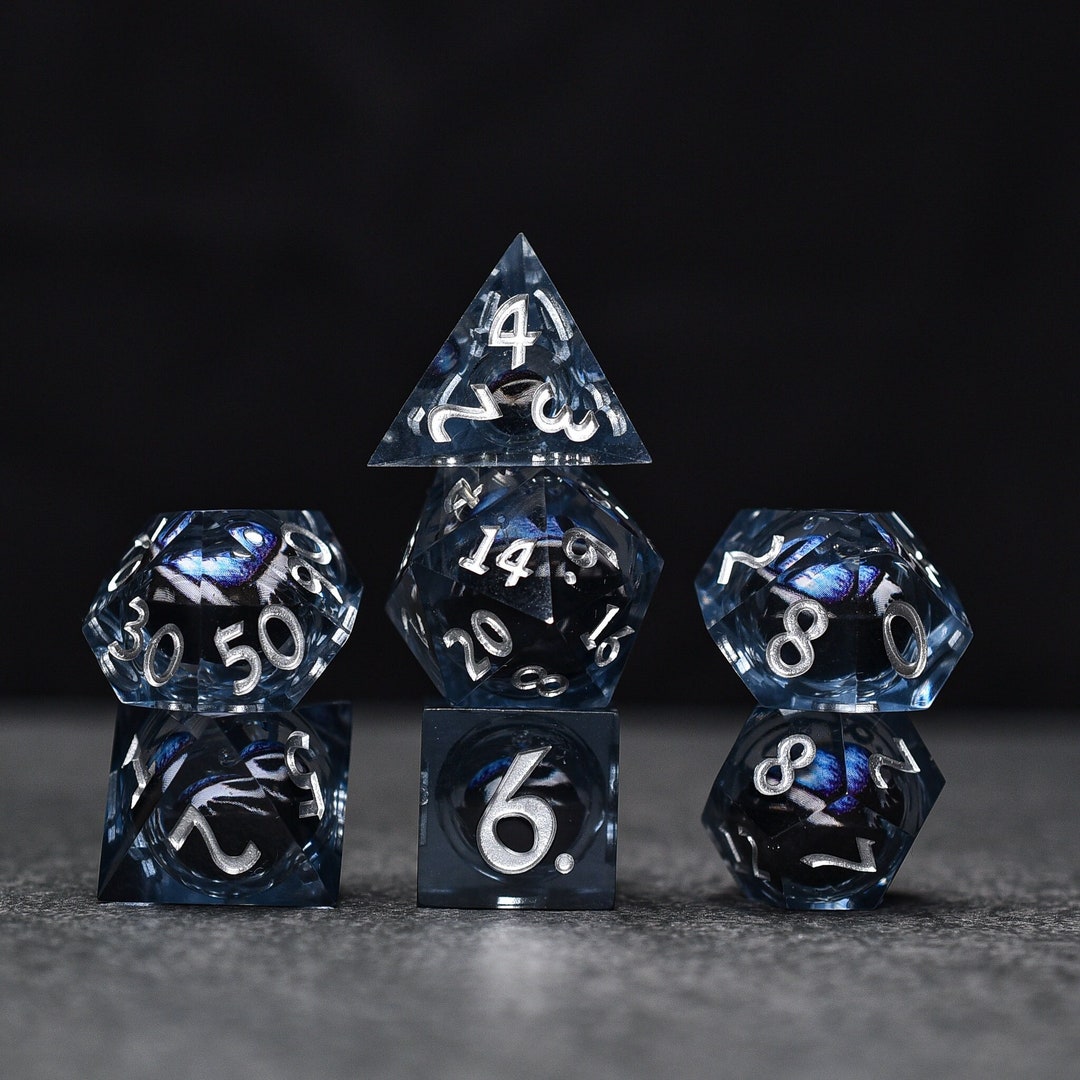 Blue Demonic Eye | Moving Liquid Core Dnd Dice Set | Role Playing Dnd ...