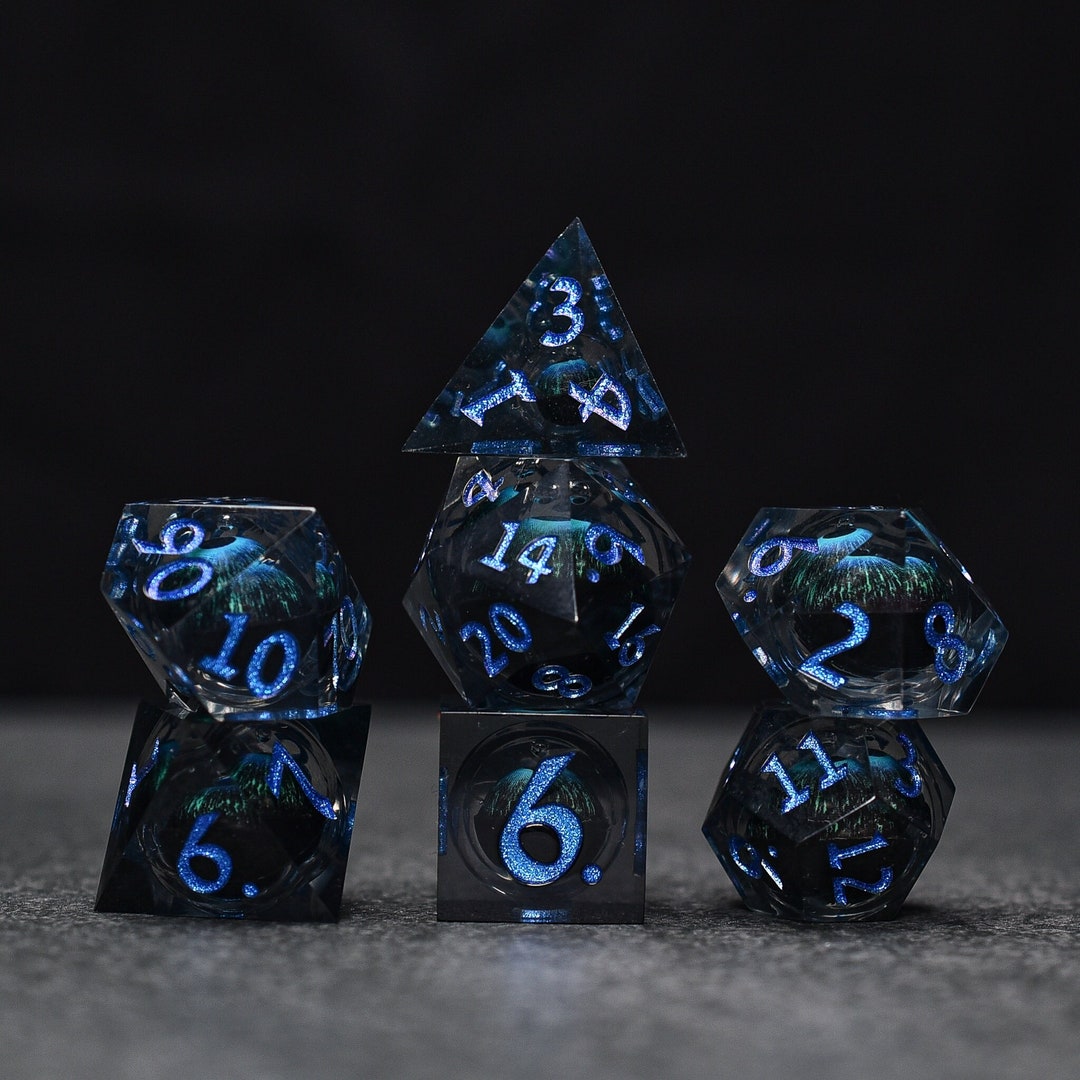 Blue Demon Eye | Moving Liquid Core Dnd Dice Set | Role Playing Dnd ...