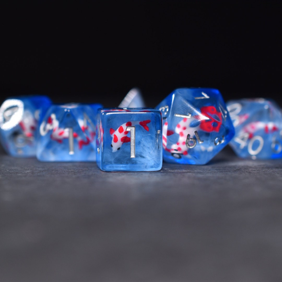 Koi Fish Glitter Dnd Dice Set | Role Playing Dnd Dice Set | Polyhedral ...