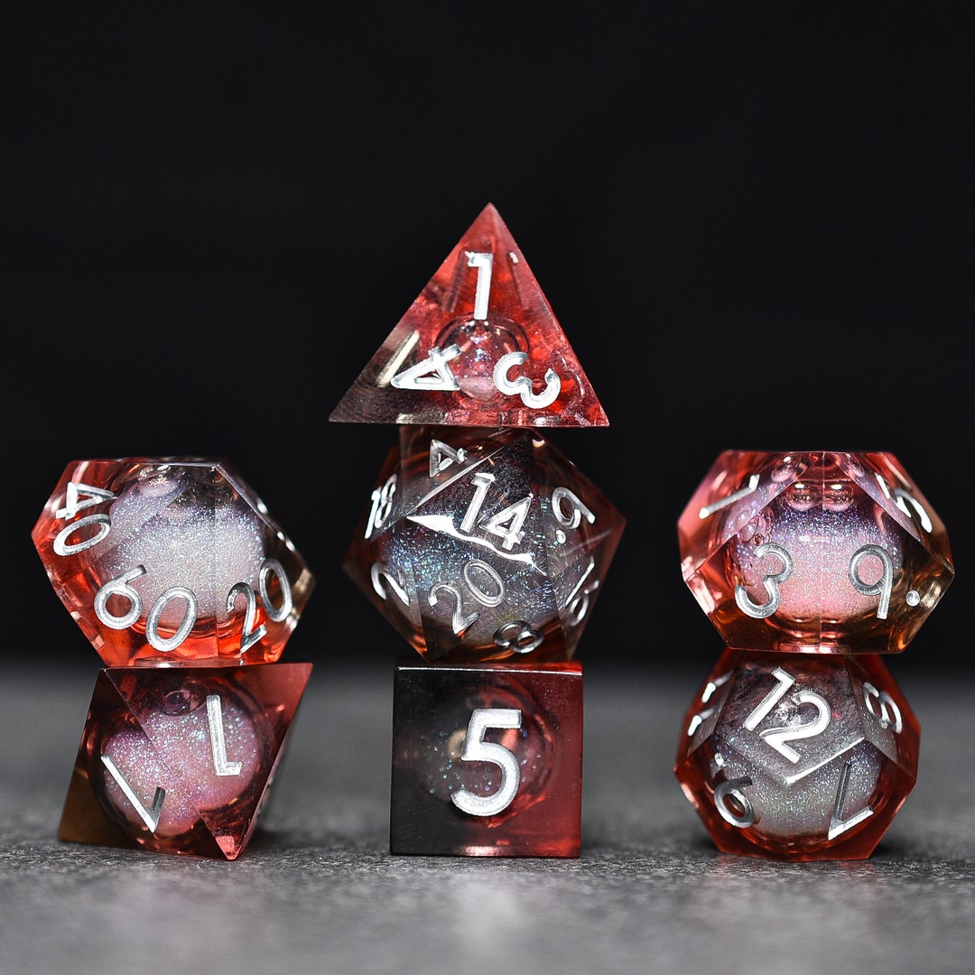 Red Mist Liquid Core Sharp Edge Dungeons & Dragons Dnd Dice Set Dnd ...