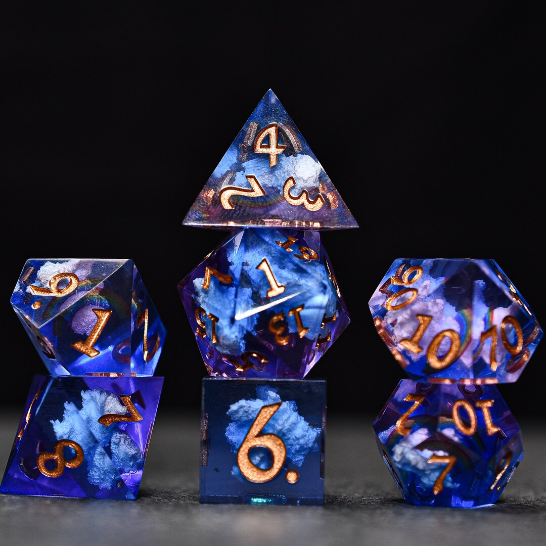 Rainbow Clouds Sharp Edge Dungeons & Dragons Dnd Dice Set | Dnd Dice ...