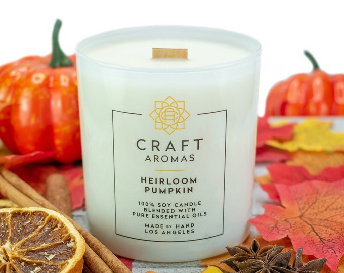 Heirloom Pumpkin Autumn Candle | Pumpkin Spice Autumn Candles | Wooden ...
