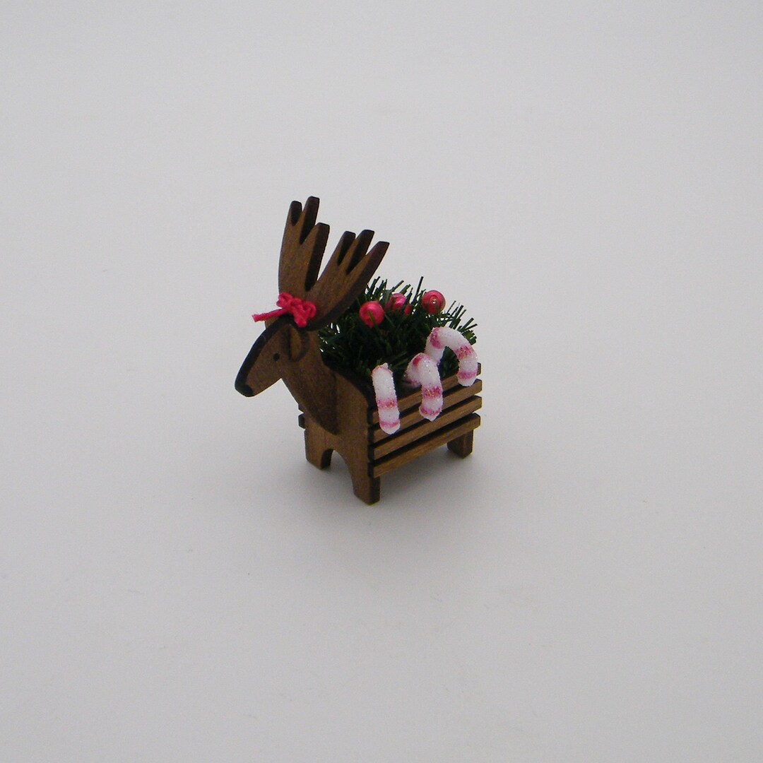 Miniature Reindeer Planter Filled With Greenery and Candy Canes - Etsy