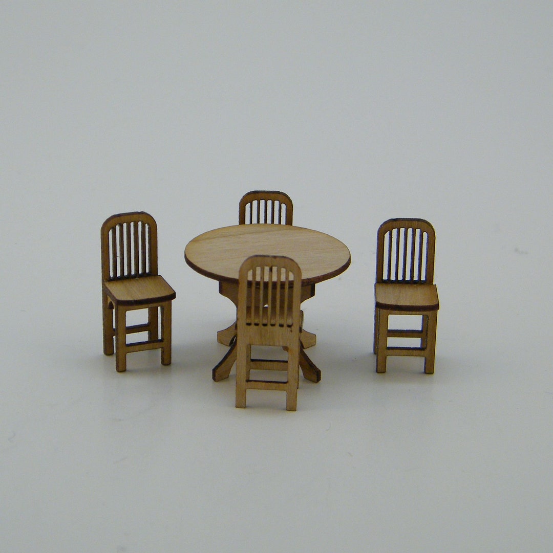 1:48 Scale Round Table Dining Set Kit (5pcs) - Etsy