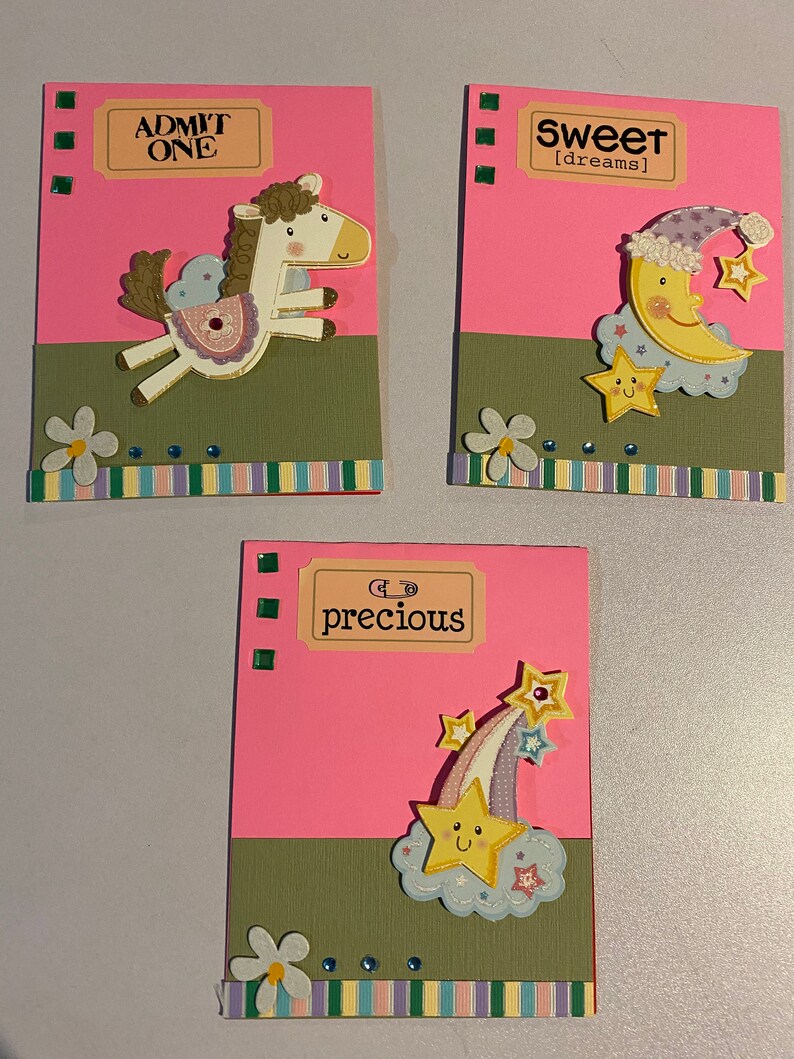 Set of 3 Baby Girl Cards - Etsy
