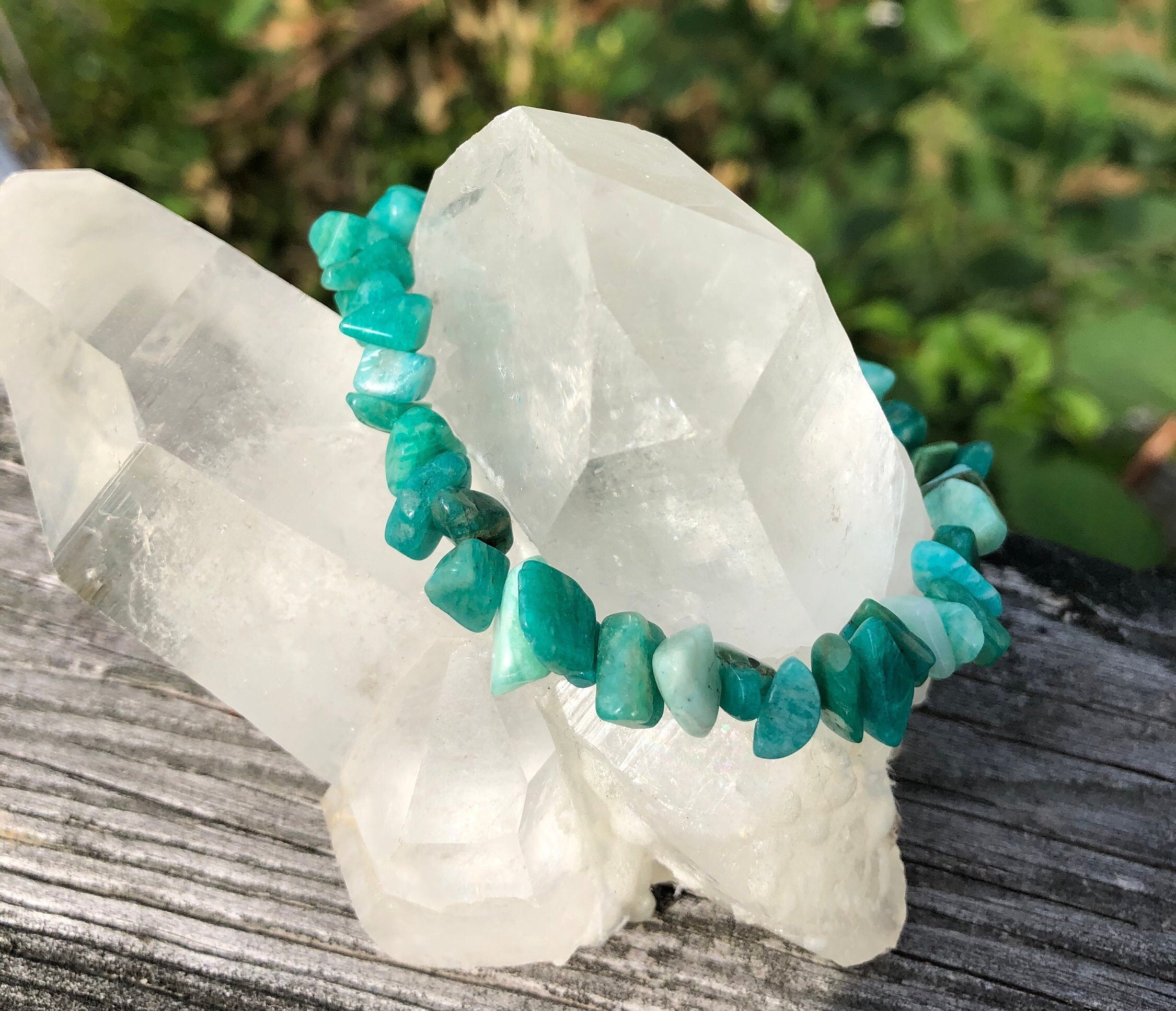 Pulsera elástica con cuentas de chip de amazonita Calmante - Etsy España